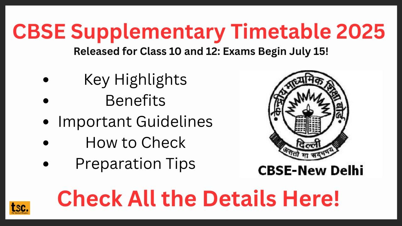 CBSE Supplementary Timetable 2025 Released for Class 10 and 12: Exams ...